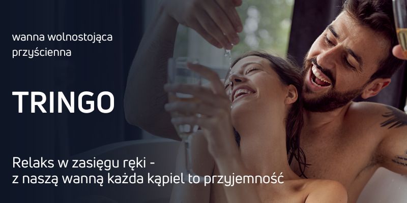 Wanna wolnostojąca przyścienna biała z przelewem chrom TRINGO 160 x 75 cm | Możliwa opcja Go ...